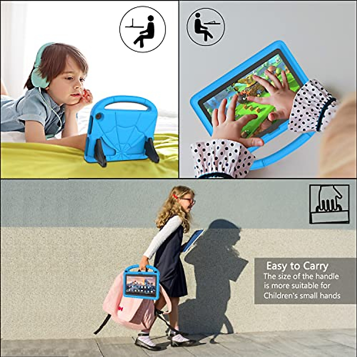 Case for 8 Inch Tablet (10th/12th Generation 2020/2022 Release) - DICEKOO Lightweight Shockproof Kids Case Cover for 8 inch Tablet - Blue