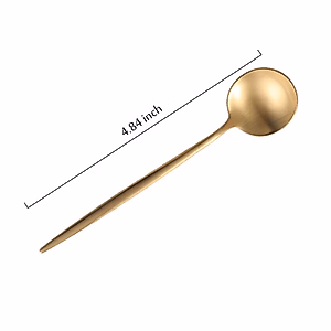 BRIIEC Gold 18/10 Stainles Steel Coffee Spoons, Slim Cutlery for Kitchen Hotel Restaurant Wedding Party, Matte Finish, Dishwasher Safe, Pack of 6