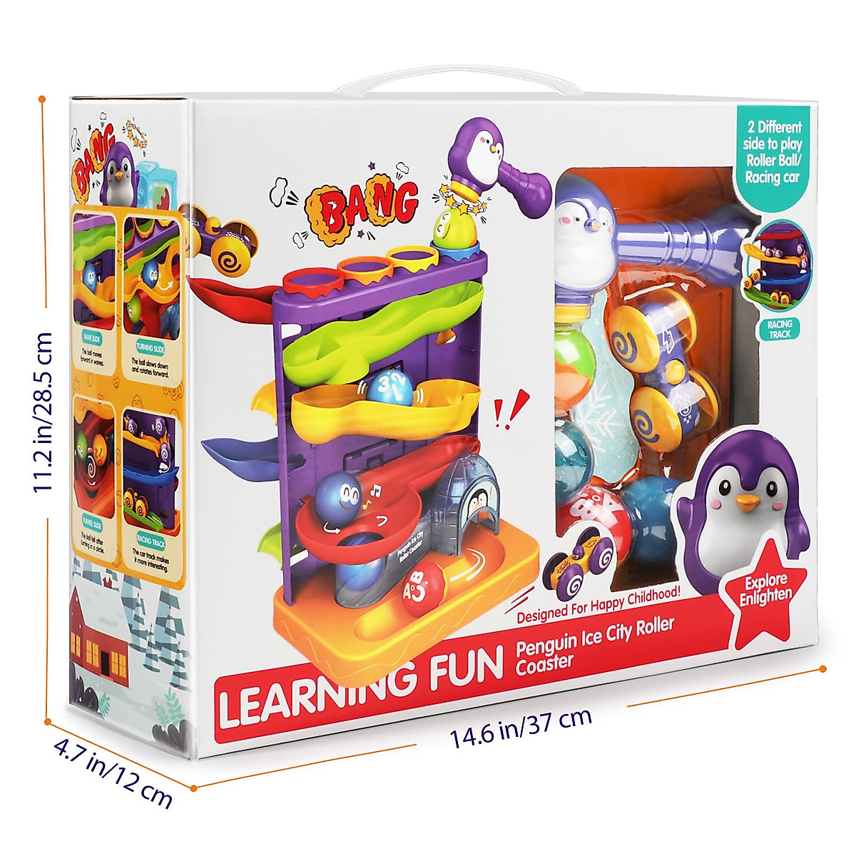 Toddler Toys for 1 2 3 Year Old Boys Girls, 2 in 1 Pound Balls Toy & Car Ramp Race Track, Early Development Educational Learning Toys Gifts for Baby 12-36 Months