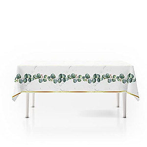 hapray 4 Pack Greenery Jungle Party Tablecloths for Rectangle Tables, Waterproof Disposable Rectangular Table Cloths Covers Eucalyptus Decorations, Wedding Baby Shower Birthday Bridal, 54” x 108”