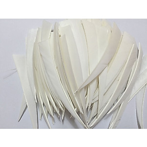 JIEXI HWYP Archery Fletches 5" Turkey Feather Shielded Shape Pack of 100 (White, Left Wing)