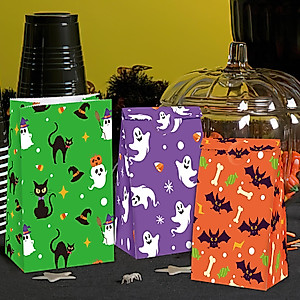 TOXOY 40PCS Halloween Candy Paper Bags, Halloween Treat Bags Goodie Bags Party Favor Bags with Sealing Stickers for Halloween Party Trick or Treat