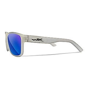 Wiley X Ovation Captivate Polarized Sunglasses, Safety Glasses for Men and Women, UV Eye Protection for Shooting, Fishing, Biking, and Extreme Sports, Matte Slate Frames, Blue Mirror Tinted Lenses