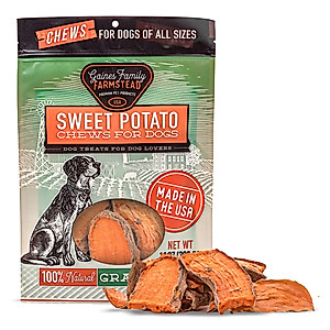 Gaines Family Farmstead Sweet Potato Chews for Dogs, Sweet Potato Dog Treats, Made in The USA, High in Fiber, Grain Free, Vegetarian Alternative to Rawhide, Rich in Vitamins, 14 Ounce Bag