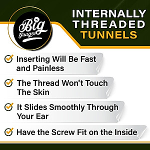 BIG GAUGES Pair of Internally Threaded Surgical Steel 4g Gauge 5mm Blue Double Flared Piercing Jewelry Ear Plugs Lobe Tunnel BG0016