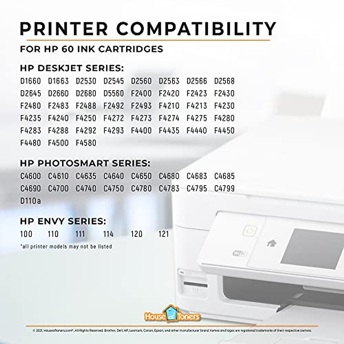 Houseoftoners Remanufactured Ink Cartridge Replacement for HP 60 for HP Deskjet D1660 D2645 D5560 F2400 F4200 F4400 Photosmart C4600 C4680 C4700 (1 Black, 1 Color, 2 Pack)