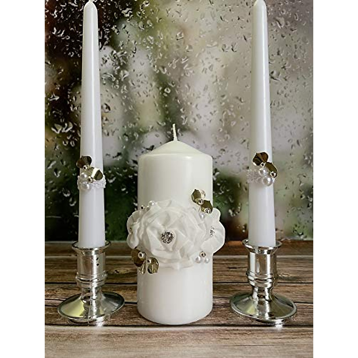 Magik Life Unity Candle Set for Wedding - Wedding décor - Decorative Candles Pillar - Candle Sets - 6 Inch Pillar and 2 10 Inch Tapers - Unity Candle