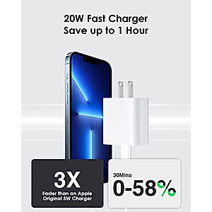 iPhone Charger 10 Ft [MFi Certified] 20W USB C Charger with 10-Foot-Long Charger Parallel Cable Fast Charging Compatible with iPhone 14/14 pro/14 plus/14 pro max/13/12/11/11Pro/XS/X/XR, iPad [2 Pack]