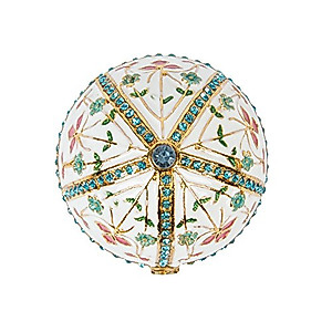 QIFU-Hand Painted Enameled Faberge Egg Style Decorative Hinged Jewelry Trinket Box Unique Gift for Home Decor