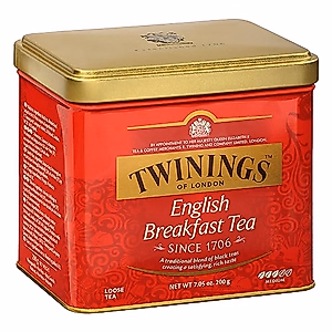 Twinings English Breakfast Loose Tea Tins, Pack of 6, 7.05 Ounce Tins, Smooth, Flavourful, Robust Black Tea, Caffeinated