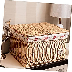 Baluue Box Wicker Storage Basket Home Storage Baskets Seagrass Storage Baskets Woven Hamper with Lid Handwoven Storage Box Handwoven Seagrass Box Rectangular Seagrass Basket Woven Box
