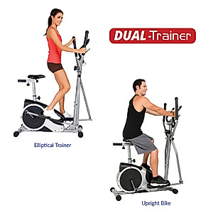 Body Champ Magnetic Cardio Dual Trainer - Elliptical and Upright Exercise Bike BRM2720
