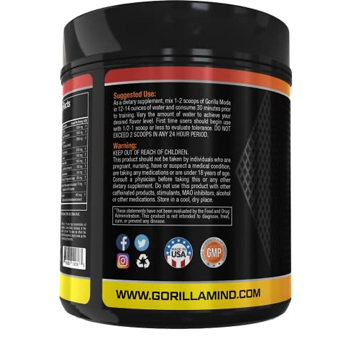 Gorilla Mode Pre Workout - Massive Pumps · Laser Focus · Energy · Power - L-Citrulline, Creatine, GlycerPump™, L-Tyrosine, Agmatine, Kanna, N-Phenethyl Dimethylamine Citrate - 596 Grams (Mojo Mojito)