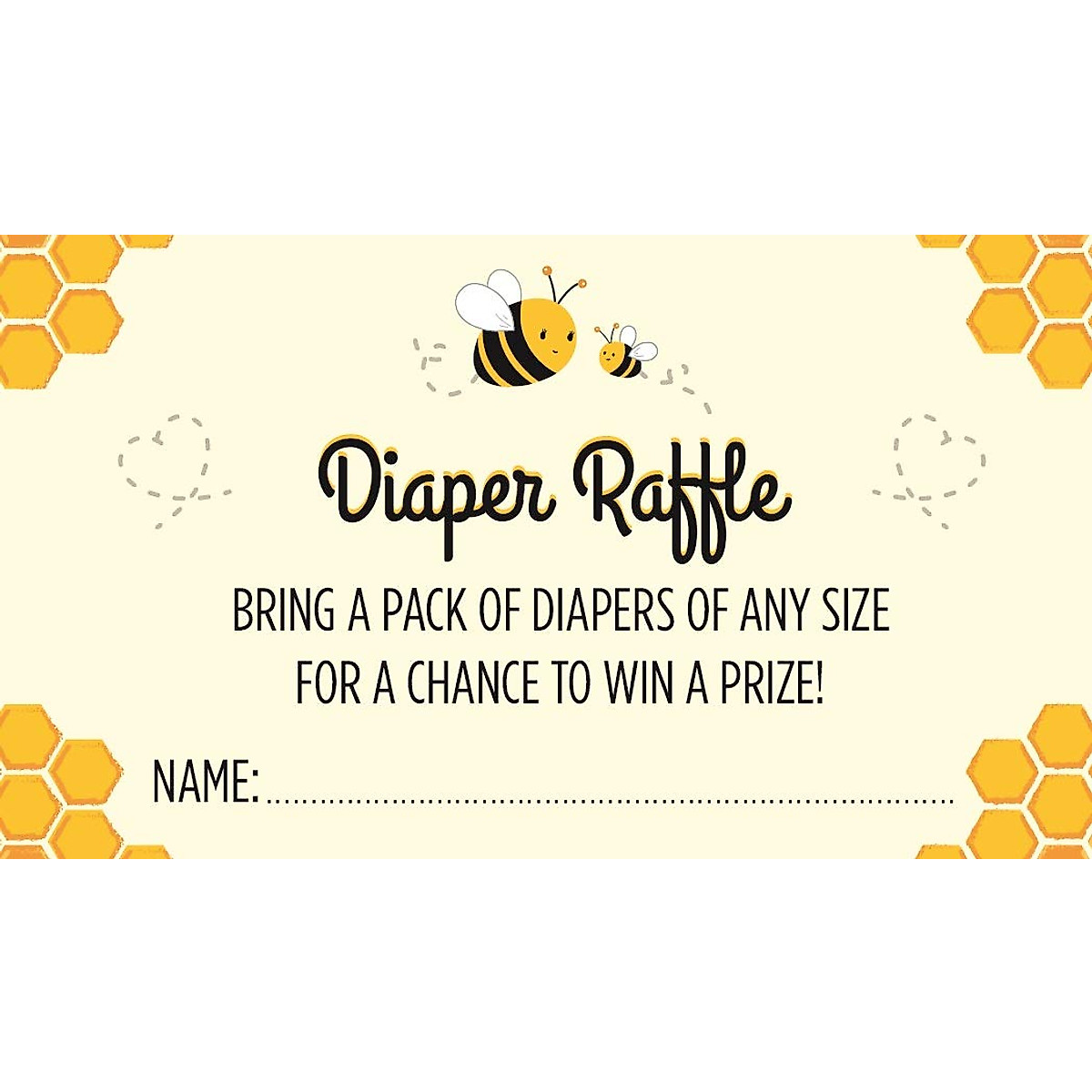 Mommy-to-Bee Diaper Raffle Cards - 24 Count - Bee Theme Baby Shower Game