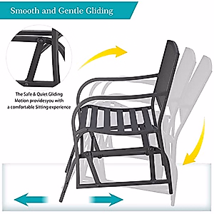 Maemttes Outdoor Patio Glider Bench for Outside, Weatherproof Metal Double Glider Swing Benches Clearance, 2-Person Rocking Chair for Front Porch, Porch, Park, Ergonomic Backrest