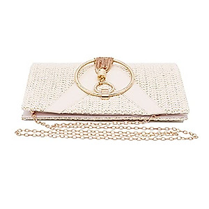 MXIAOXIA Tassel Golden Evening Bags Knitted Flap Clutch Shoulder Party Bridal Dinner Day Clutch Purse (Color : E, Size
