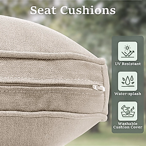 LUMIINOFAMI Swivel Rocker Patio Chairs, Rocker Swivel Patio Set 3 Piece with Side Table, Deep Seat Outdoor Patio Furniture Rattan Rocking Chair with Cushions for Porch Deck Garden(Beige Cushion)