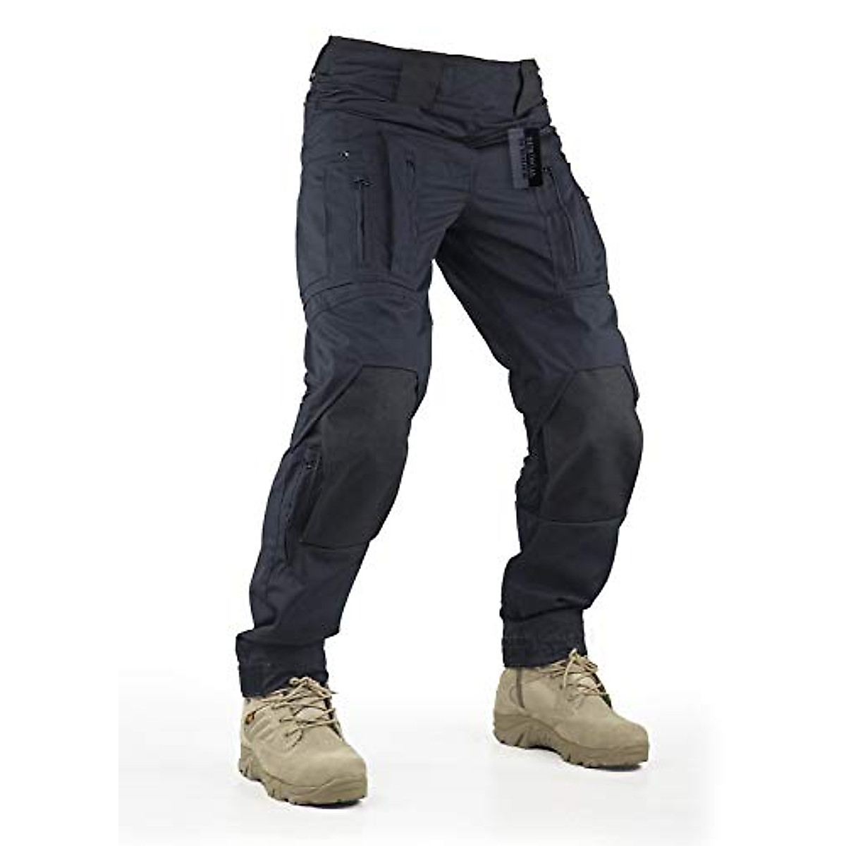 Survival Tactical Gear Pants with Knee Pads Hunting Paintball Airsoft BDU Military Camo Combat Trousers for Men (Black, L)