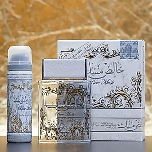 Lattafa Pure Musk 2 Piece Set for Unisex (3.4 Ounce Eau de Parfum Spray + 1.7 Ounce Perfumed Body Spray)