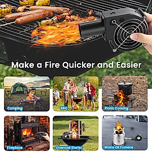GDSTIME BBQ Fan Air Blower 97mm, Variable Speed Centrifugal Fans with 110V/120V AC Plug, Charcoal Starter for Outdoor Camping Picnic Cooking Barbecue Fireplace Bellows Wood Stove