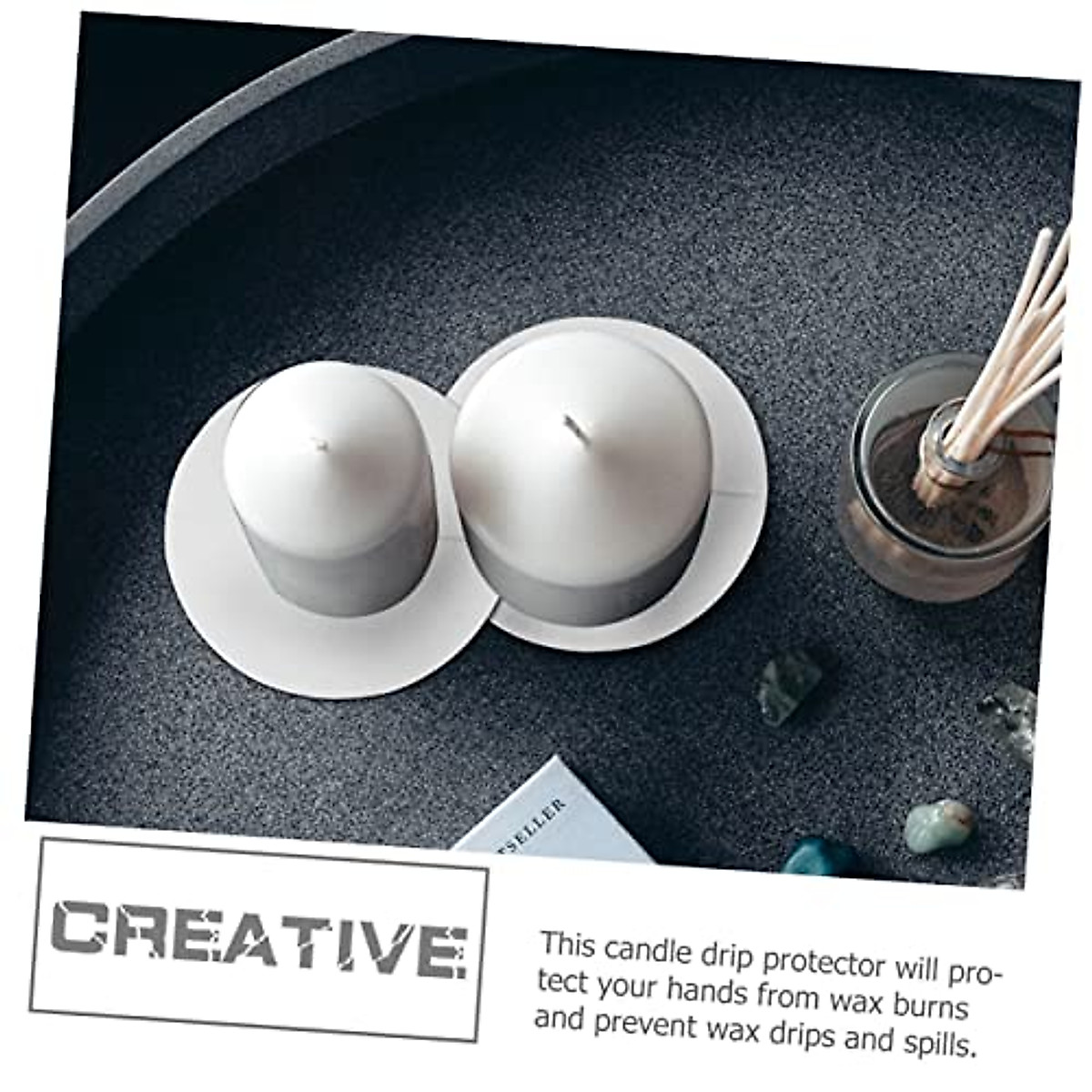 EXCEART 60pcs Candle Tray Home Candles Office Tables for Home Accessory Tray Desk Drip Protectors Candles Tray for Wax Removal Candles Plates Paper Tray White Dripping Water Aluminum Foil