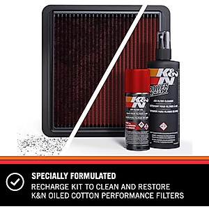 K&N Air Filter Cleaning Kit: Aerosol Filter Cleaner and Oil Kit; Restores Engine Air Filter Performance; Service Kit-99-5000, Multi