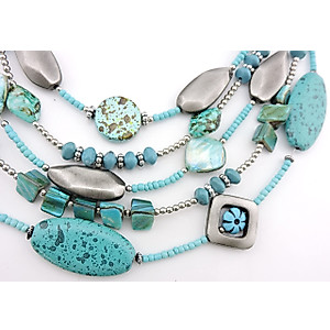 Coiris 5 Layers Shell Acrylic Beads Illusion Statement Bib Necklace for Women (N0016)