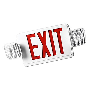 Led Exit Signs With Emergency Lights, Emergency Exit Sign AC85 to 265V With 2 Emergency Light for Schools, Churches, Hospitals