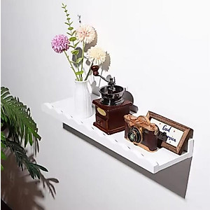 Generic Set of 2 - White Floating Shelves, Picture Ledge Shelf for Wall Decor and Storage - Perfect for Books, Photo Frames, Kitchen Spice Rack, Natural Wood, FT052024