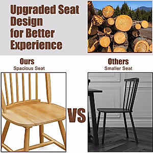 Giantex Wood Dining Chairs Set of 2, Windsor Chairs with Solid Wood Legs, High Spindle Back, H-Shaped Crossbars, Vintage Country Farmhouse Style Wooden Side Chairs