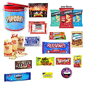 Ultimate Movie Night Gift Basket Snacks, Full-Size candy variety POPCORN LOVER box for Kids and teens, College Students, recovery gift, Family or birthday Gift w/Candy