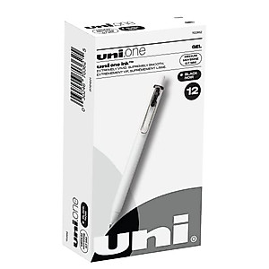 uni-ball Uniball One Gel Pen, 12 Black Pens, Medium Point 0.7mm Gel Pens, Fine Point, Smooth Writing Pens, Home Office Supplies, Colored Pens, Ink Pens for Journaling, Ballpoint Pens, Bulk Pens
