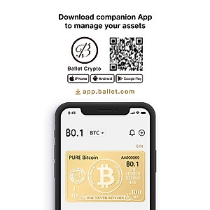 Ballet Pure Bitcoin (0.1 BTC) Wallet, Gold Edition - Physical Cryptocurrency Wallet, The Easiest Crypto Cold Storage Wallet (Single)