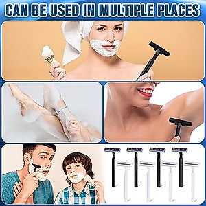 Lasnten 400 Pcs Disposable Razors Bulk Individually Wrapped Twin Blade Razors with Clear Safety Cap Stainless Steel Shaving Razor for Women Men Hotel Shelter Homeless Nursing Home (White, Black)