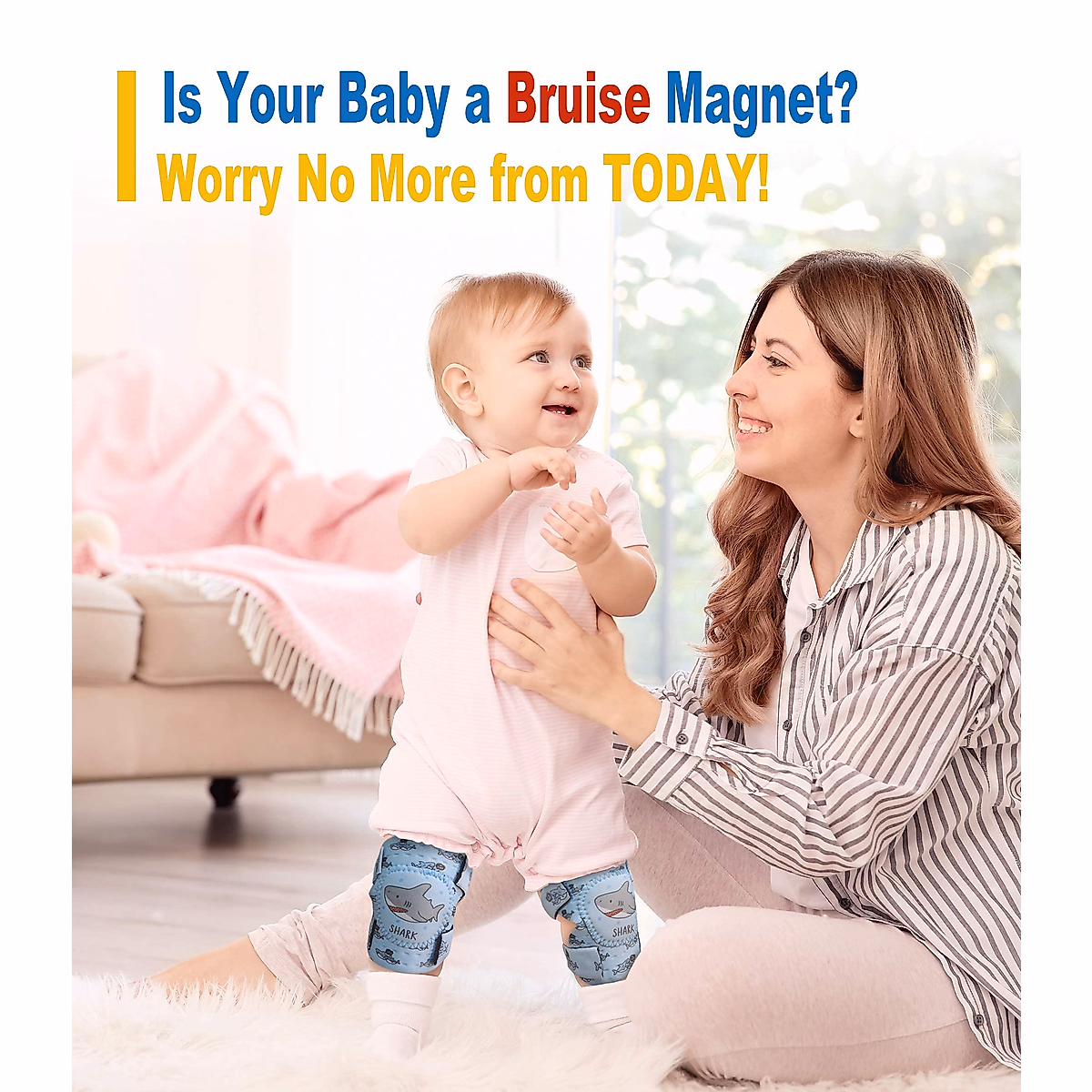 Simply Kids Baby Knee Pads for Crawling (2 Pairs) Rodilleras para Bebe, CPSIA Certified - Infant Knee Protector for Toddler, Girl, Boy, Crawler