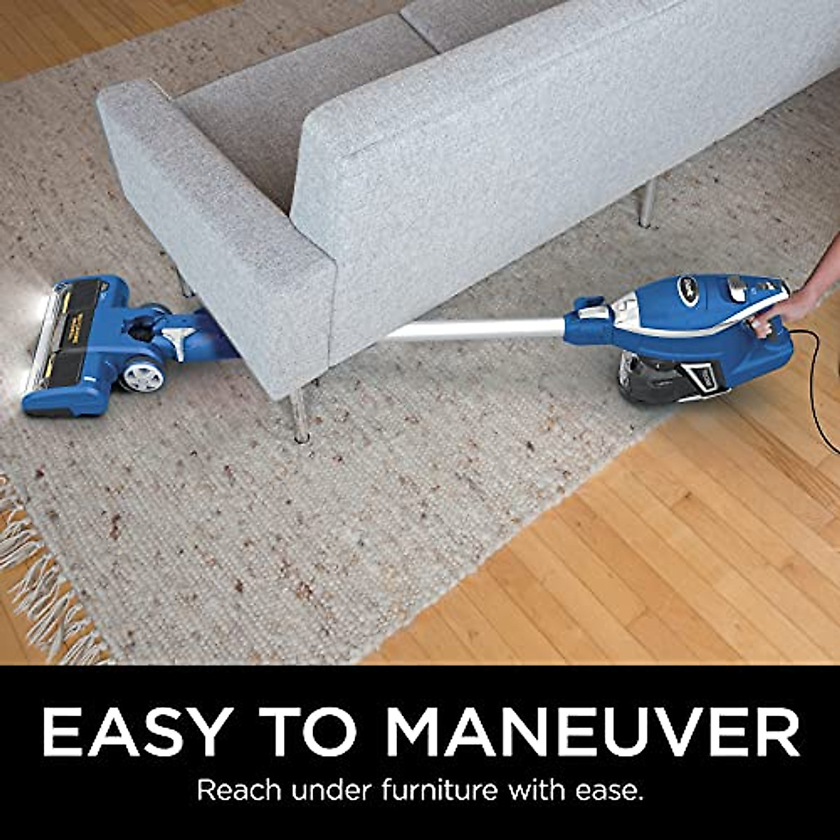 Shark HV343AMZ Rocket Corded Stick Vacuum with Self-Cleaning Brushroll, Lightweight & Maneuverable, Perfect for Pet Hair Pickup, Converts to a Hand Vacuum, with Crevice & Upholstery Tools, Blue/Silver