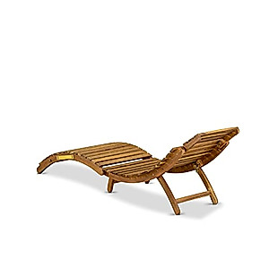 East West Furniture BHNU1NA Helena Patio Chaise Lounge-Outdoor Acacia Wood Sunlounger Chair for Poolside, Deck, Lawn, 72x22x25 Inch, Natural Oil