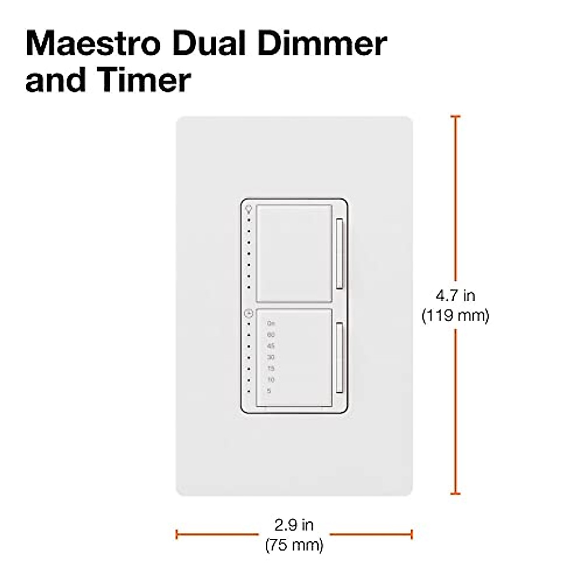 Lutron Maestro 300-Watt Single-Pole Digital Dimmer and Timer Switch, for Incandescent and Halogen Bulbs, MA-L3T251-WH, White