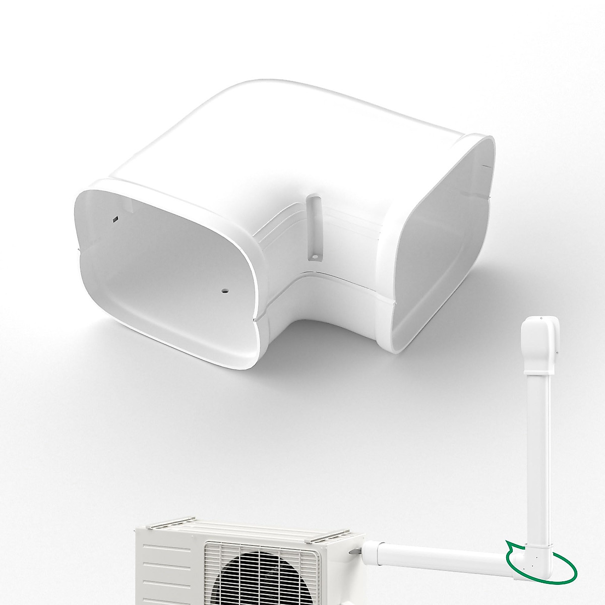 mensaosao 3" W 90° Flat Elbow, Level Bend Cover, Decorative PVC Line Set Cover Kit Parts Accessories for Ductless Mini Split Air Conditioners, Central AC and Heat Pumps