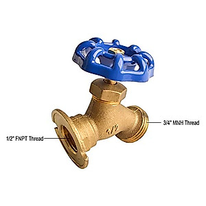 HYDRO MASTER Brass Garden Valve 1/2" FNPT x 3/4" MNH Fit Most Garden Hoses