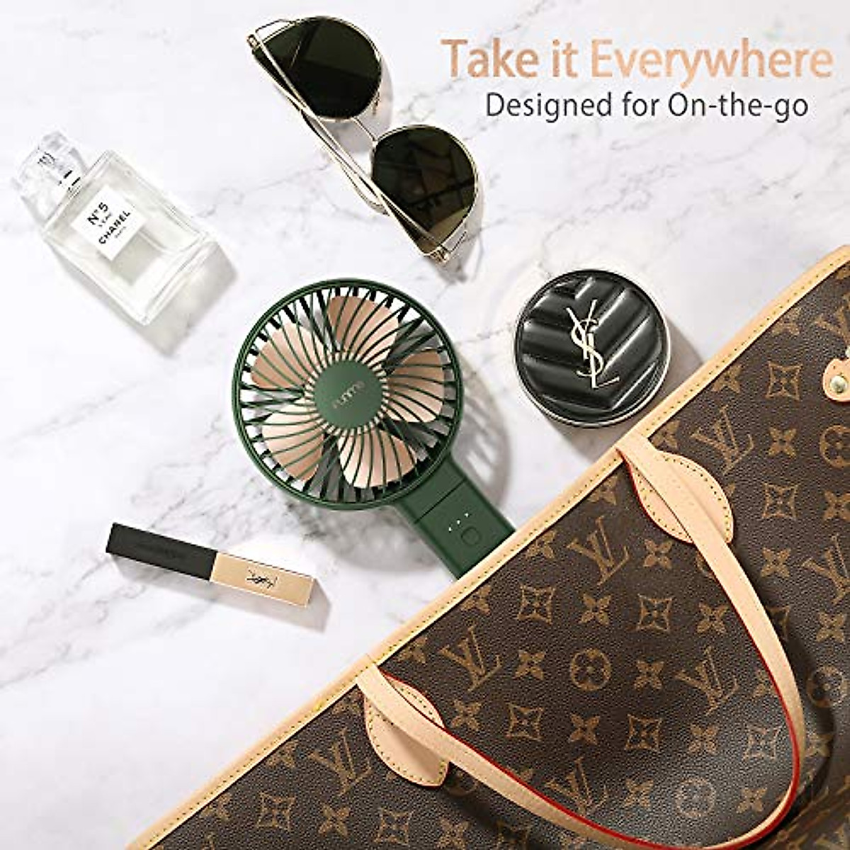 OUTXE Funme 5000mAh Handheld Fan Portable Cooling Fan USB Desk Fan Person Fan 4 Speed Settings for Outdoor Travel Green