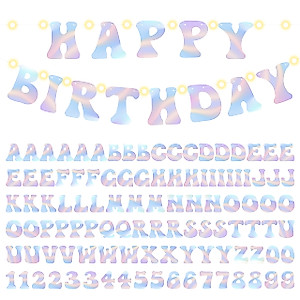 AwserTantue DIY Birthday Holographic Banner - 112Pcs DIY Holographic Banner, Make Your Own Banner Kit Customize Letters & Lights Birthday Baby Shower Christmas Winter Xmas New Year Party Decoration