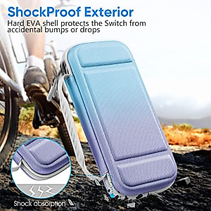 Fintie Carrying Case for Nintendo Switch OLED Model 2021/Switch 2017, [Shockproof] Hard Shell Protective Cover Travel Bag w/10 Game Card Slots for Switch Console Joy-Con & Accessories, Evening Ombre