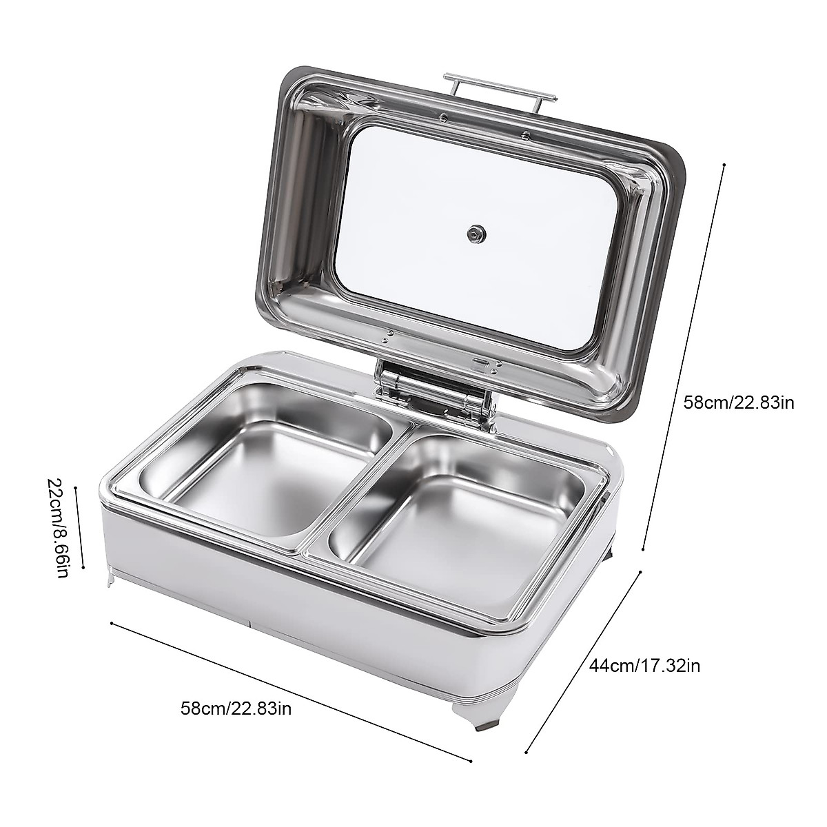 9L Food Warmer,Electric Catering Chafing Dish Buffet with 2 Food Trays,Stainless Steel Buffet Server for Weddings,Birthday Parties, Buffets,Catering