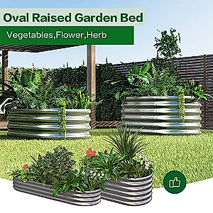 Growgoes Raised Garden Bed Kit, Galvanized Raised Garden Bed for Outdoor,Metal Planter Box for Planting Outdoor Plants Vegetables,Herb.4X2X1FT-Silver