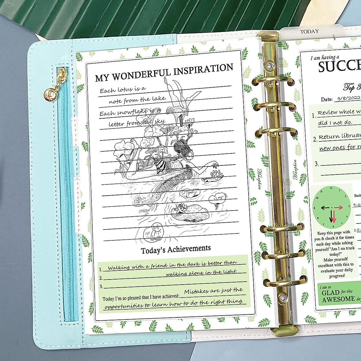 Harphia 2023-2024 A5 Daily Planner Refills Paper, 8.26'x5.5'' Undated Budget Planner Insert Refillable180 pages 6-Rings Journal Paper Refill, Daily Loose-leaf Journal Budget Paper, Double-sided