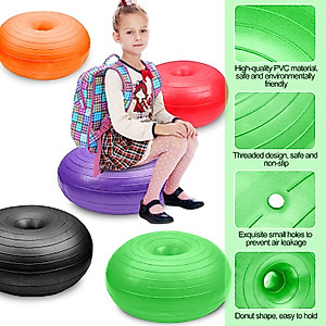 Lewtemi 6 Pieces Flexible Seating for Classroom Elementary Yoga Ball Chairs Wobble Seat for Kids Inflatable Donut Ball with Pump for Student Desk Chairs Exercise (Bright Color)