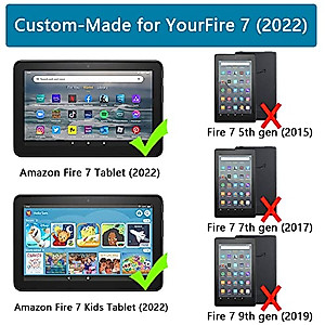 Fire 7 Tablet Case for Kids (Only Compatible 12th Generation, 2022 Release) - DJ&RPPQ Lightweight Shockproof Kid-Friendly Cover with Handle and Stand for Amazon Kindle Fire 7 Kids Tablet - Pink