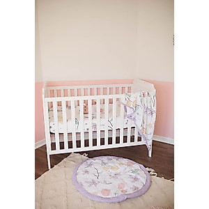 JumpOff Jo – Baby Quilted Floor Mat for Tummy Time Play, Soft & Safe Crawling Mat for Babies, 36" Portable Baby Play Mat for Playdates, Traveling - Fairy Blossom Pink