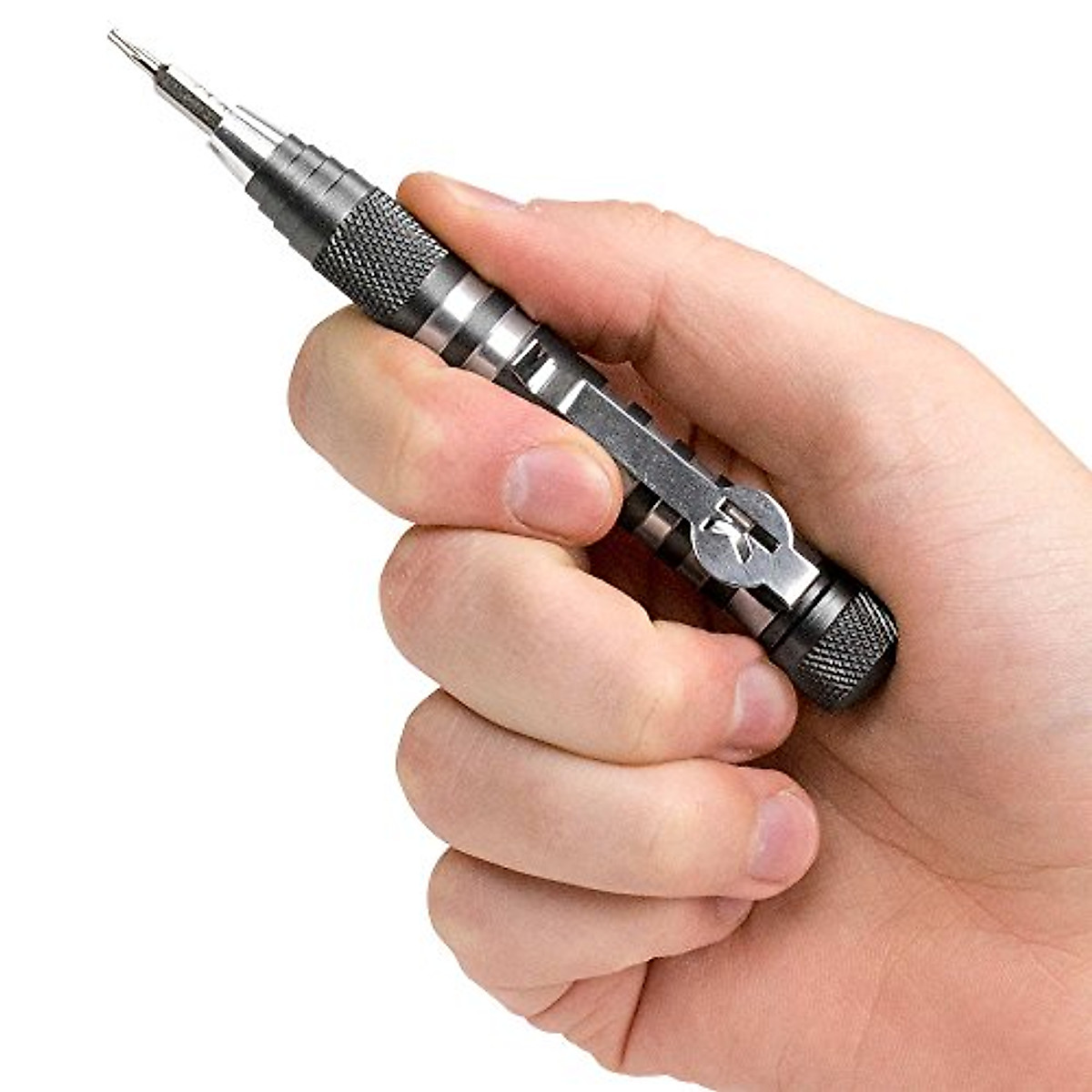 Kershaw TX-Tool (TXTOOL); 4.8 in. Single-Position Multifunction Magnetic Bit Driver; Includes T-6, T-8, T-10, 2 Phillips and Slotted Screwdriver Bit; 1.1 oz., Black
